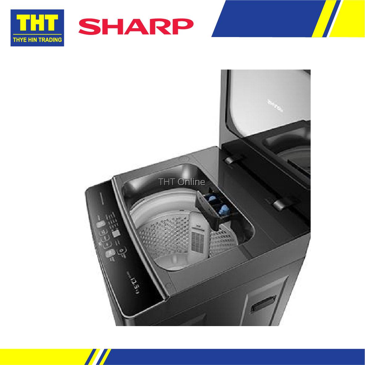 [10.5KG] Sharp Fully Auto Washer With Soft-Close Tempered Glass Lid ESX1021