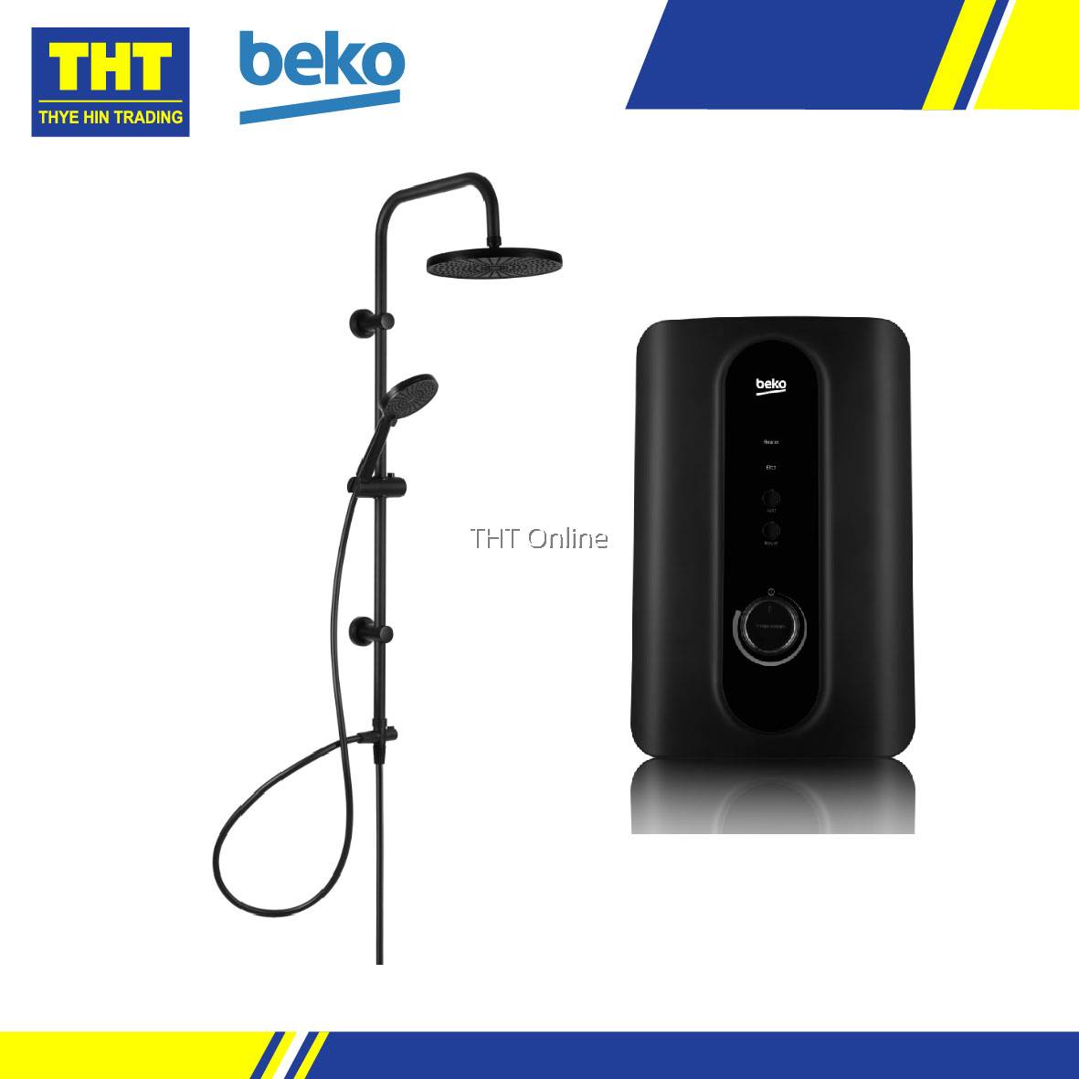 Beko DC PUMP Instant Water Heater With Rain Shower BWI 45 MDGR ( BLACK )