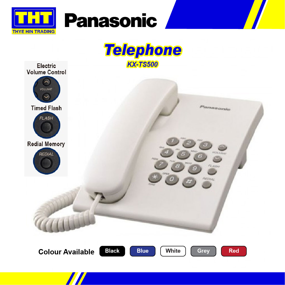 Panasonic KX-TS500ML Single Line Telephone (House & Office Use)