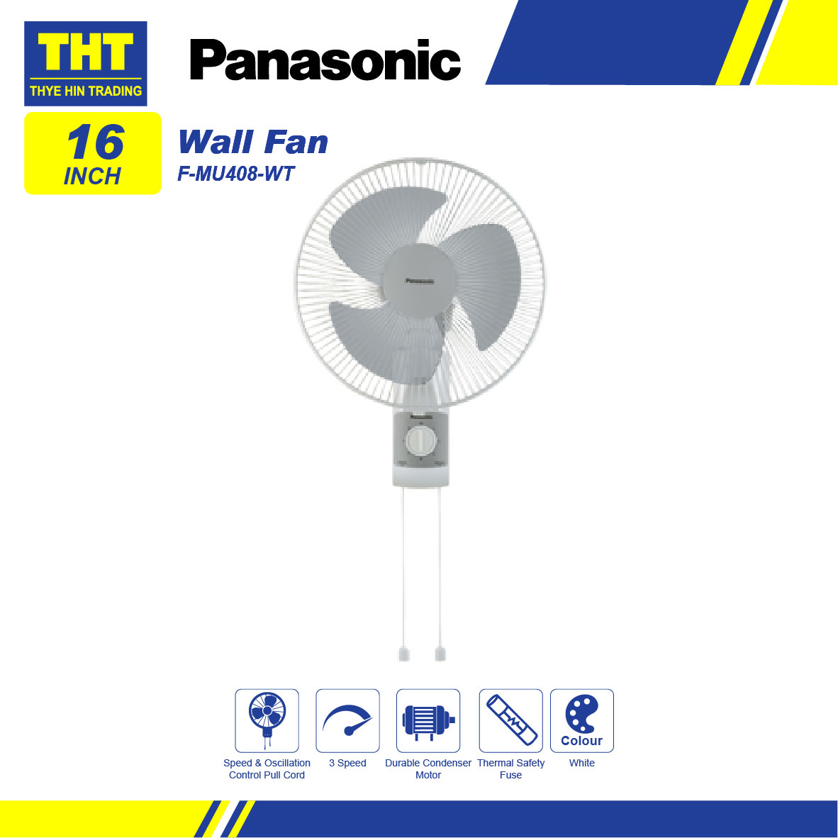 Panasonic 40cm (16”) WALL FAN F-MU408-WT